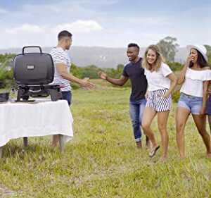 Megamaster 820-0065C 1 Burner Portable Gas Grill for Camping, Outdoor Cooking , Outdoor Kitchen, Patio, Garden, Barbecue with Two Foldable legs, Red + Black