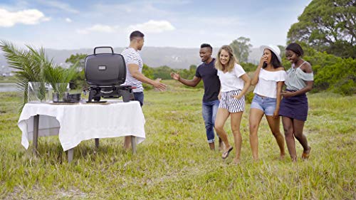 Megamaster 820-0065C 1 Burner Portable Gas Grill for Camping, Outdoor Cooking , Outdoor Kitchen, Patio, Garden, Barbecue with Two Foldable legs, Red + Black