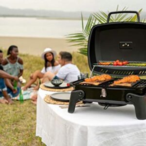 Megamaster 820-0065C 1 Burner Portable Gas Grill for Camping, Outdoor Cooking , Outdoor Kitchen, Patio, Garden, Barbecue with Two Foldable legs, Red + Black