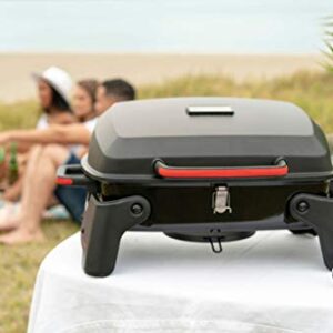 Megamaster 820-0065C 1 Burner Portable Gas Grill for Camping, Outdoor Cooking , Outdoor Kitchen, Patio, Garden, Barbecue with Two Foldable legs, Red + Black