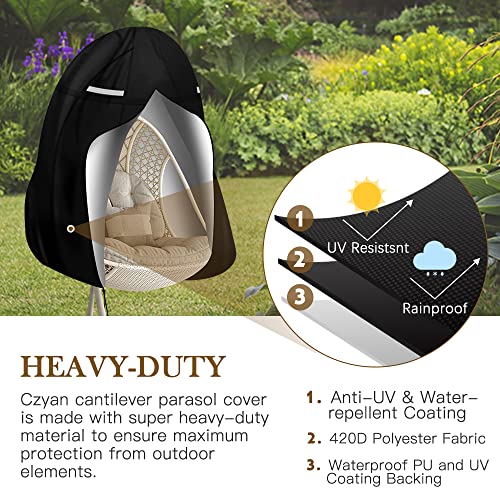 Patio Hanging Egg Chair Cover, Durable Large Wicker Egg Swing Hammock Chairs Cover with Zipper, Waterproof Heavy Duty Weather Resisatnt Outdoor Furniture Chair Covers for Indoor Bedroom Outdoor Garden