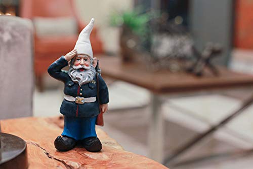 8 inch Dress Blues Bill Saluting U.S. Marine Military Garden and Shelf Gnome Statue Patriotic Decor