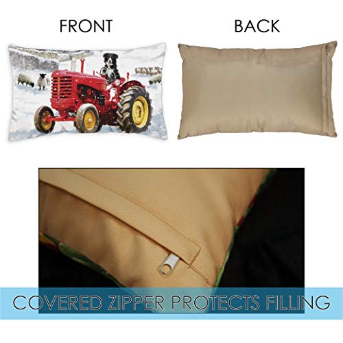 Toland Home Garden Tractor Dog 12 x 19 Inch Indoor, Pillow, Case (2-Pack)