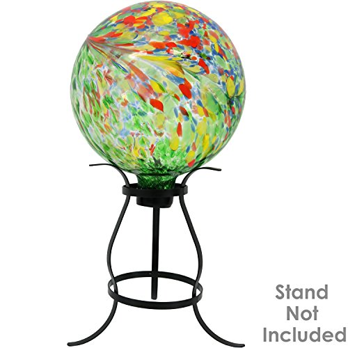 Sunnydaze 10-Inch Glass Outdoor Gazing Globe - Reflective Ball Yard Ornament for Patio or Lawn - Green Artistic