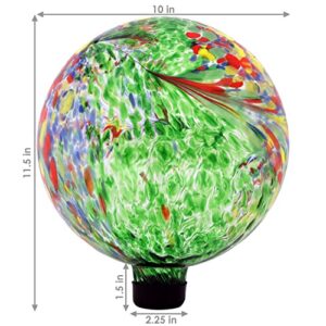 Sunnydaze 10-Inch Glass Outdoor Gazing Globe - Reflective Ball Yard Ornament for Patio or Lawn - Green Artistic