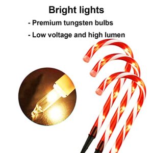 TQS 22" Cane Candy Lights - 6 Pack Christmas Candy Cane Pathway Markers Light Yard Lawn Garden Stakes Outdoor Decorations - Large Plastic Red Warm White Lights Christmas Party Holiday Decor