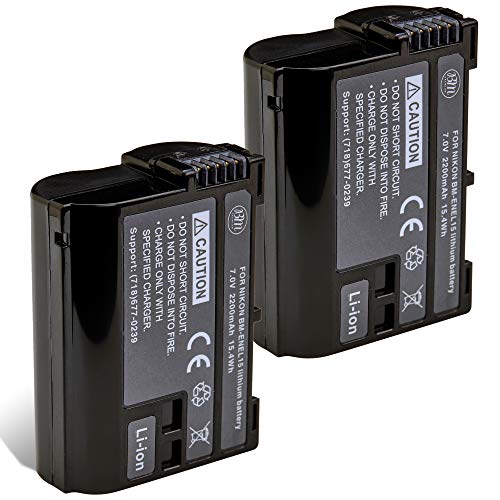 BM Premium 2 Pack of EN-EL15B Batteries for Nikon Z6, Z7, D780, D850, D7500, 1 V1, D500, D600, D610, D750, D800, D800E, D810, D810A, D7000, D7100, D7200 Digital Cameras