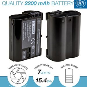 BM Premium 2 Pack of EN-EL15B Batteries for Nikon Z6, Z7, D780, D850, D7500, 1 V1, D500, D600, D610, D750, D800, D800E, D810, D810A, D7000, D7100, D7200 Digital Cameras