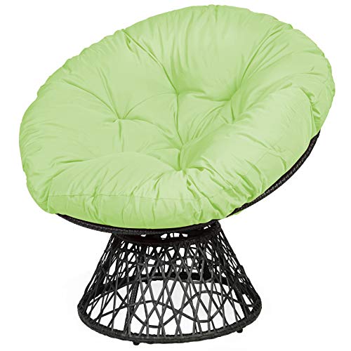 Tangkula Papasan Chair Rattan Ergonomic Chair w/ 360-degree Swivel and Soft Cushion, Solid Structure & Stable Base, Ideal for Garden, Balcony, Apartment (Green)