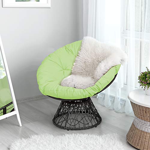 Tangkula Papasan Chair Rattan Ergonomic Chair w/ 360-degree Swivel and Soft Cushion, Solid Structure & Stable Base, Ideal for Garden, Balcony, Apartment (Green)