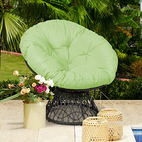 Tangkula Papasan Chair Rattan Ergonomic Chair w/ 360-degree Swivel and Soft Cushion, Solid Structure & Stable Base, Ideal for Garden, Balcony, Apartment (Green)