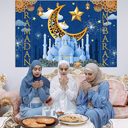 Ramadan Backdrop,7x5Ft Ramadan Mubarak Sign Backdrop for Muslim, Ramadan Mubarak Decorations for Home,Ramadan Decorations for Wall Background