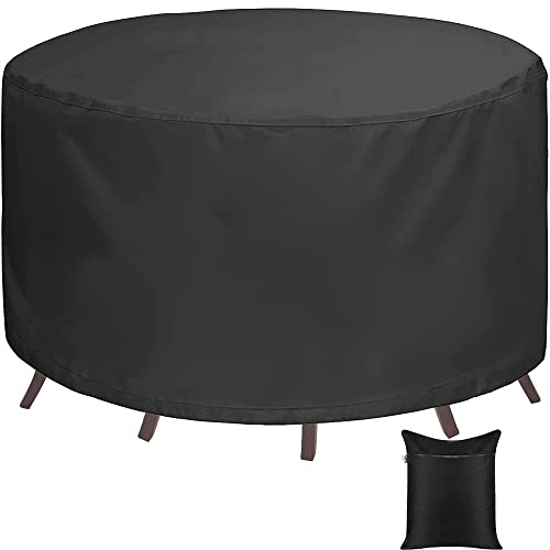 Round Patio Furniture Set Covers Skyour Waterproof Dustproof Round Table Chair Set Cover Anti-Fading Anti UV Outdoor Garden Round Coffee Table Dining Chair Furnitures Sets Covers (S: 72x37 in)