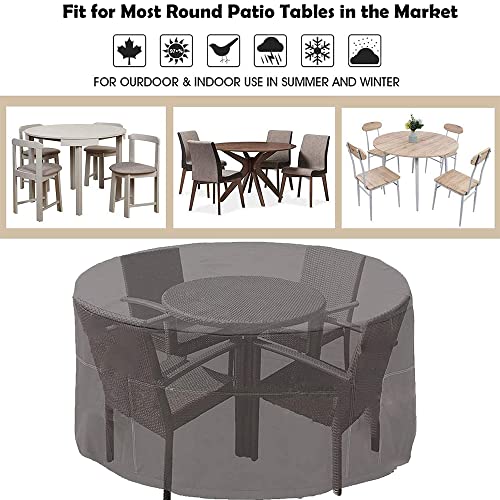 Round Patio Furniture Set Covers Skyour Waterproof Dustproof Round Table Chair Set Cover Anti-Fading Anti UV Outdoor Garden Round Coffee Table Dining Chair Furnitures Sets Covers (S: 72x37 in)