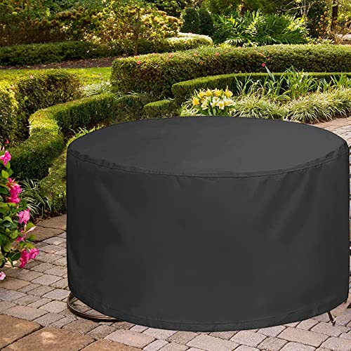 Round Patio Furniture Set Covers Skyour Waterproof Dustproof Round Table Chair Set Cover Anti-Fading Anti UV Outdoor Garden Round Coffee Table Dining Chair Furnitures Sets Covers (S: 72x37 in)