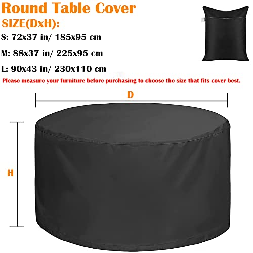 Round Patio Furniture Set Covers Skyour Waterproof Dustproof Round Table Chair Set Cover Anti-Fading Anti UV Outdoor Garden Round Coffee Table Dining Chair Furnitures Sets Covers (S: 72x37 in)