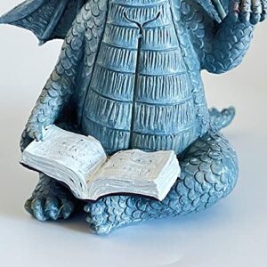 Dragon Reading Book Statue Dinosaur Holding Butterfly Figurines Art Resin Sculpture Outdoor Garden Decor Home Desk Ornament