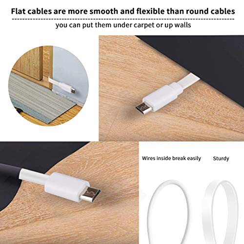 2 Pack 10FT Power Extension Cable for WyzeCam, WyzeCam Pan, KasaCam Indoor, NestCam Indoor, Blink,Cloud Cam, USB to Micro USB Durable Charging and Data Sync Cord(White)