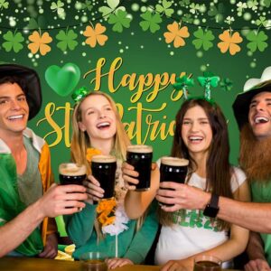 Happy St.Patrick's Day Backdrop 7x5FT Green Lucky Irish Shamrock Pot of Gold Coins Photography Background Holiday Party Supplies Newborn Kids Adults Portraits Photo Booth Props (84x60 inch)