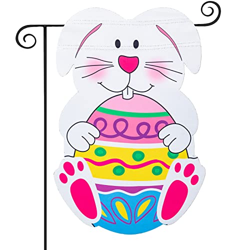 YEAHOME Easter Garden Flag 12.5 x 18 Inch Vertical Double Sided Decorative. With Bunny and Eggs Holiday Easter Decor for Outside Yard Outdoor Farmhouse Easter Decorations