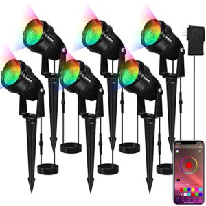 remon outdoor smart rgb landscape lights, 30w low voltage remote control waterproof spotlight for garden yard patio lawn pathway party