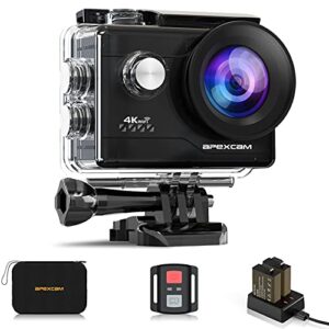 apexcam action camera 4k sports camera 20mp 40m 170°wide-angle wifi waterproof underwater camera with 2.4g remote control 2 batteries 2.0” lcd ultra hd camera with mounting accessories kit