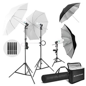 limostudio, 700w output lighting series, lms103, soft continuous lighting kit for white and black umbrella reflector with accessory and carry bag