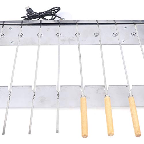 Automatic Rotation Barbecue Grill, 10 Skewer Picnic BBQ Grill Rack, Portable Stainless Steel Rotating Rotisserie for Outdoor Garden Camping