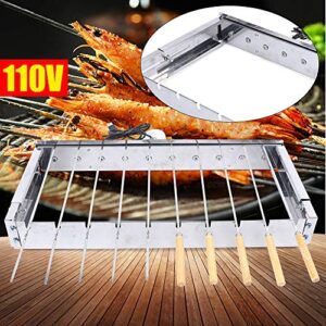 Automatic Rotation Barbecue Grill, 10 Skewer Picnic BBQ Grill Rack, Portable Stainless Steel Rotating Rotisserie for Outdoor Garden Camping