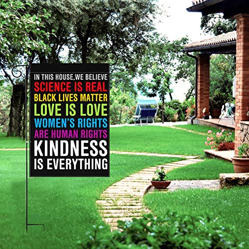 XIFAN Premium Garden Flag for in This House We Believe Science is Real Black Lives Matter Vertical Double Sided 12.5 x 18 Inch Yard Outdoor Decoration