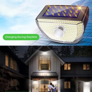 Whousewe Solar Lights Outdoor, Solar Security Lights Outdoor Motion Sensor, 200 LED Ultra Bright Wide Angle Solar Powered Lights IP65 Solar Wall Light for Front Door, Yard, Garage, Garden(6 Pack)