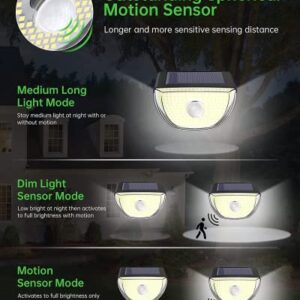 Whousewe Solar Lights Outdoor, Solar Security Lights Outdoor Motion Sensor, 200 LED Ultra Bright Wide Angle Solar Powered Lights IP65 Solar Wall Light for Front Door, Yard, Garage, Garden(6 Pack)