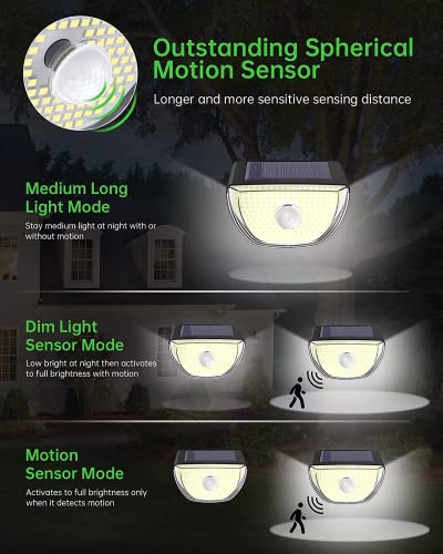 Whousewe Solar Lights Outdoor, Solar Security Lights Outdoor Motion Sensor, 200 LED Ultra Bright Wide Angle Solar Powered Lights IP65 Solar Wall Light for Front Door, Yard, Garage, Garden(6 Pack)