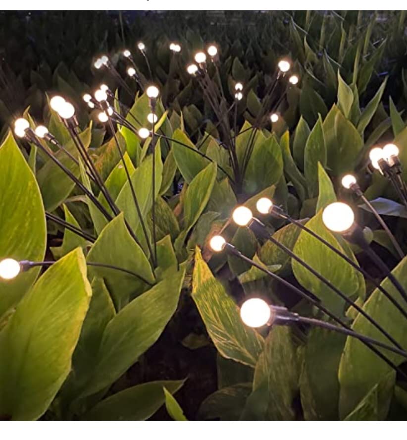 Solar Garden Lights, Starburst Swaying Light, Solar Firefly Lights Outdoor Waterproof, Solar Garden Decorative Lights Yard Patio Pathway Decoration, Warm White, 6LED