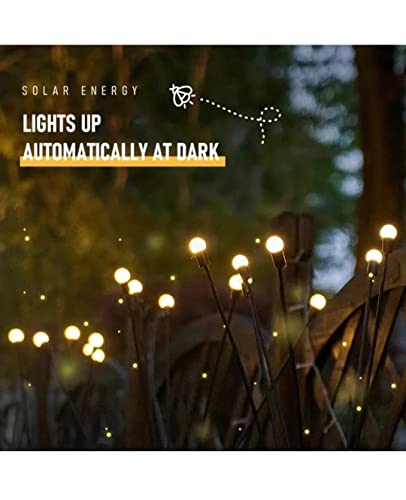 Solar Garden Lights, Starburst Swaying Light, Solar Firefly Lights Outdoor Waterproof, Solar Garden Decorative Lights Yard Patio Pathway Decoration, Warm White, 6LED