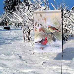 Toland Home Garden 119353 Winter Rest Cardinals Winter Flag 12x18 Inch Double Sided Winter Garden Flag for Outdoor House Flag Yard Decoration