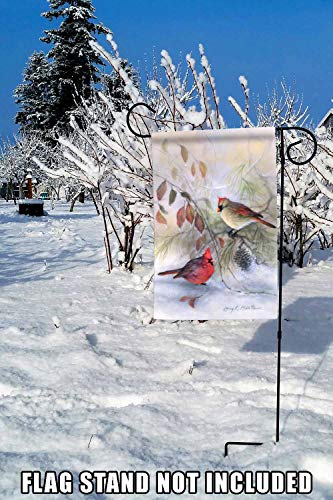 Toland Home Garden 119353 Winter Rest Cardinals Winter Flag 12x18 Inch Double Sided Winter Garden Flag for Outdoor House Flag Yard Decoration