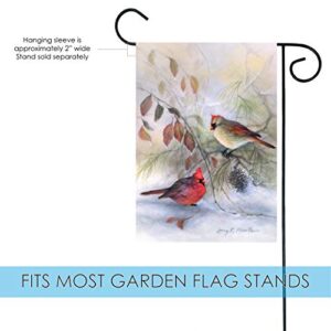 Toland Home Garden 119353 Winter Rest Cardinals Winter Flag 12x18 Inch Double Sided Winter Garden Flag for Outdoor House Flag Yard Decoration