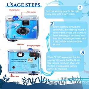 3 Pcs Disposable Camera Waterproof Underwater Single Use Film Camera 35 mm with Flash for Summer Beach Vacation Camp Snorkeling Trip Adult Teens Gift