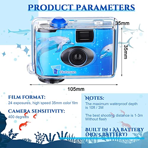 3 Pcs Disposable Camera Waterproof Underwater Single Use Film Camera 35 mm with Flash for Summer Beach Vacation Camp Snorkeling Trip Adult Teens Gift