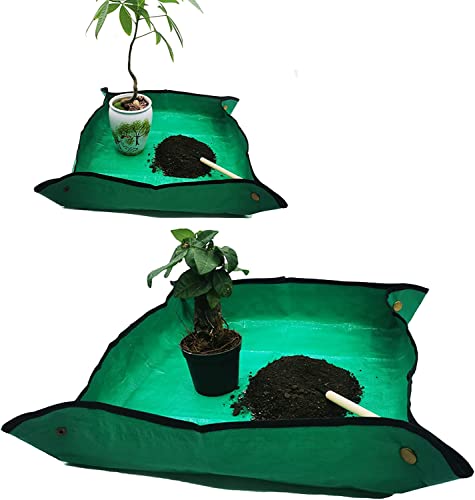 2PCS(39.3'',26.8'') Plant Waterproof Repotting Square Mats,Foldable Garden Transplanting Work Cloth Mat,Portable Gardening Mat,Indoor Succulent Potting Mat(39.3"x39.3",26.8"x26.8")