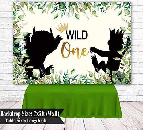 Funnytree 7x5ft Soft Fabric Wild One 1st Birthday Party Backdrop No Wrinkles Durable Animals Themed Photography Background Jungle Baby Boy Photo Booth Banner Decorations