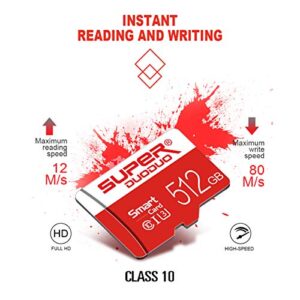 512GB Micro SD Card High Speed Class 10 with SD Adapter Memory Cards 512GB TF Card for Smartphones,Action Cams and Other Compatible Devices