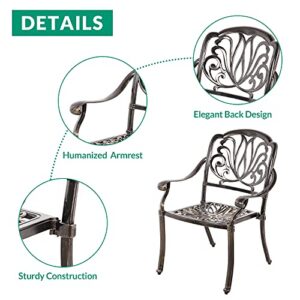 VIVIJASON 5-Piece Outdoor Patio Dining Set, All-Weather Cast Aluminum Conversation Set, Patio Furniture Set for Balcony Lawn Garden Backyard, Include 4 Chairs, a 35.4 inch Round Table w/Umbrella Hole