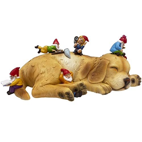 By Mark & Margot Gnome Fairy Statue Garden Decorations Sleeing Dog Gnomes Faires Outside Or Inside Home Decore