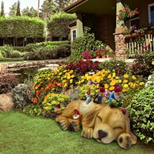 By Mark & Margot Gnome Fairy Statue Garden Decorations Sleeing Dog Gnomes Faires Outside Or Inside Home Decore