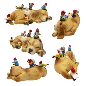 By Mark & Margot Gnome Fairy Statue Garden Decorations Sleeing Dog Gnomes Faires Outside Or Inside Home Decore