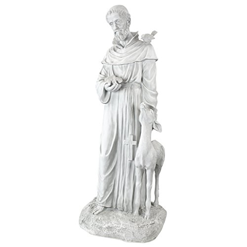 Design Toscano KY1336 Francis of Assisi, Patron Saint of Animals Religious Garden Decor Statue, 26 inch, 37 Inch, Antique Stone