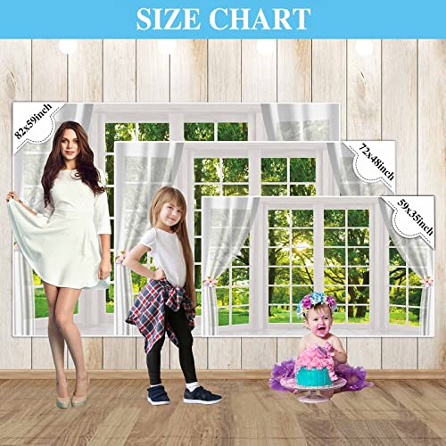 Allenjoy 7x5ft Spring Window Scenery Photography Backdrop White Windowsill Floral Green Forest Natural Photocall Background Party Banner Wall Decor Newborn Baby Kids Family Photo Shoot Booth Props