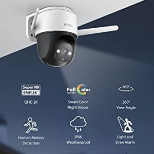 Imou Security Camera Outdoor with Floodlight and Sound Alarm, 4MP QHD Pan/Tilt 2.4G Wi-Fi Camera, IP66 Weatherproof 2.5K Bullet Camera, Full Color Night Vision IP Camera with 2-Way Talk, Cruiser